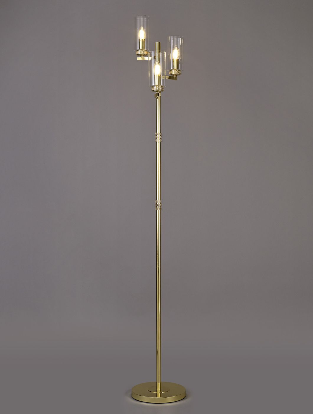 Demi Floor Lamp 3 X E14 In A Polished Gold Clear Finish And Clear